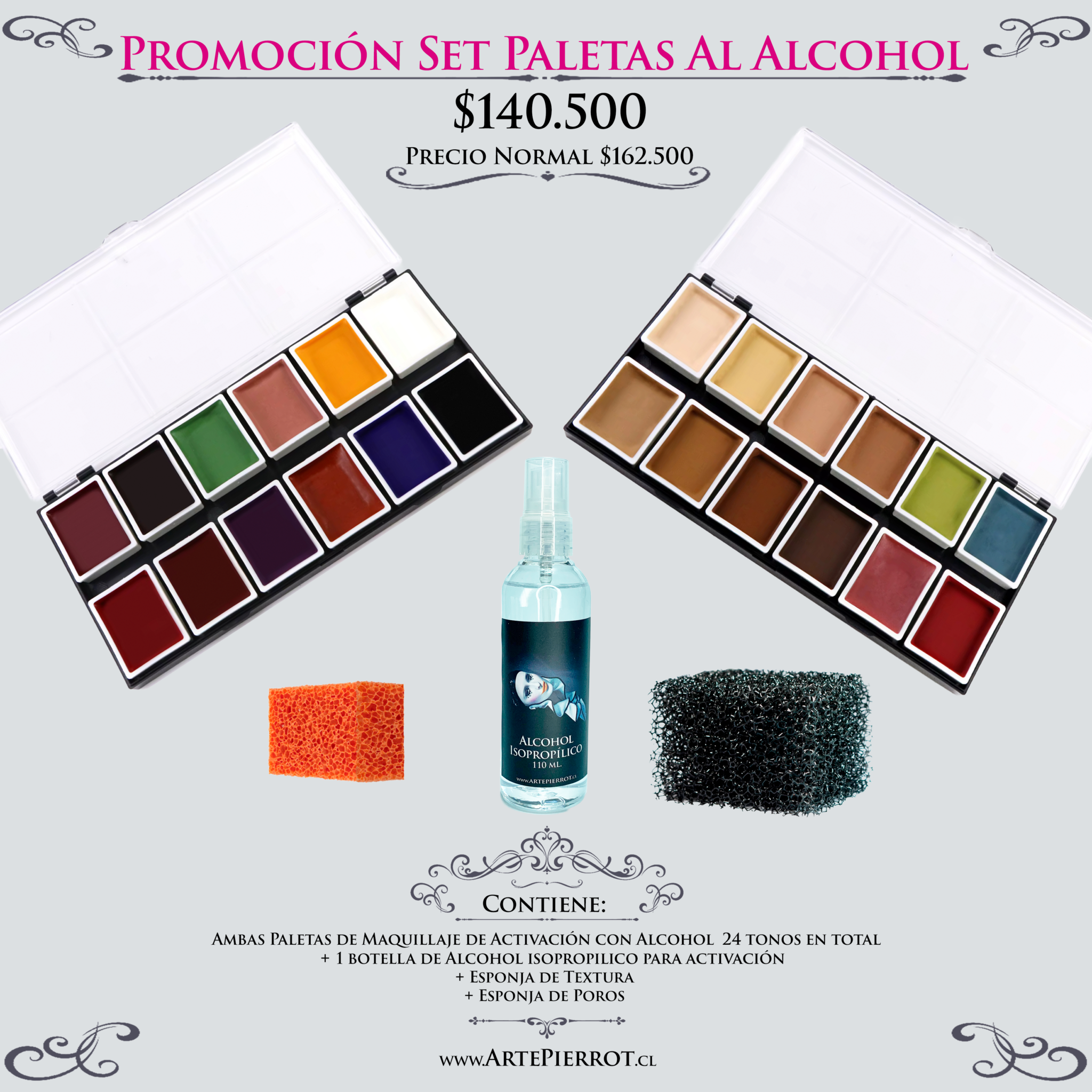 Paletas al alcohol / Set Promoción 24 tonos + accesorios. – Arte Pierrot